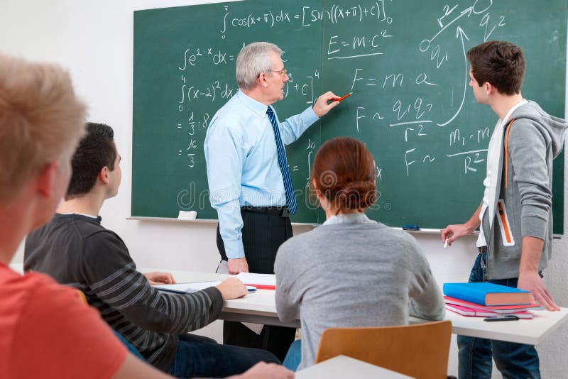 Teacher with Students in Classroom Stock Photo - Image of professor ...