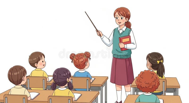 Teacher and Students in Classroom. Classroom with Kids Stock ...