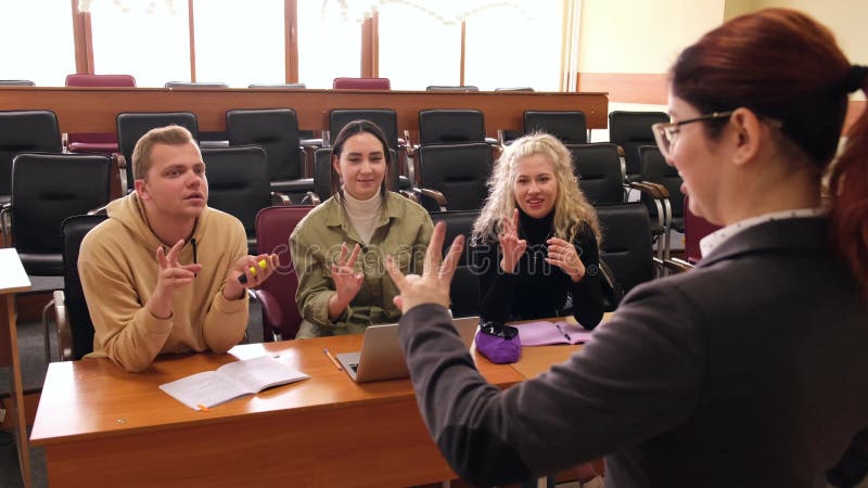 Young People Communicate in Sign Language in a University Classroom ...