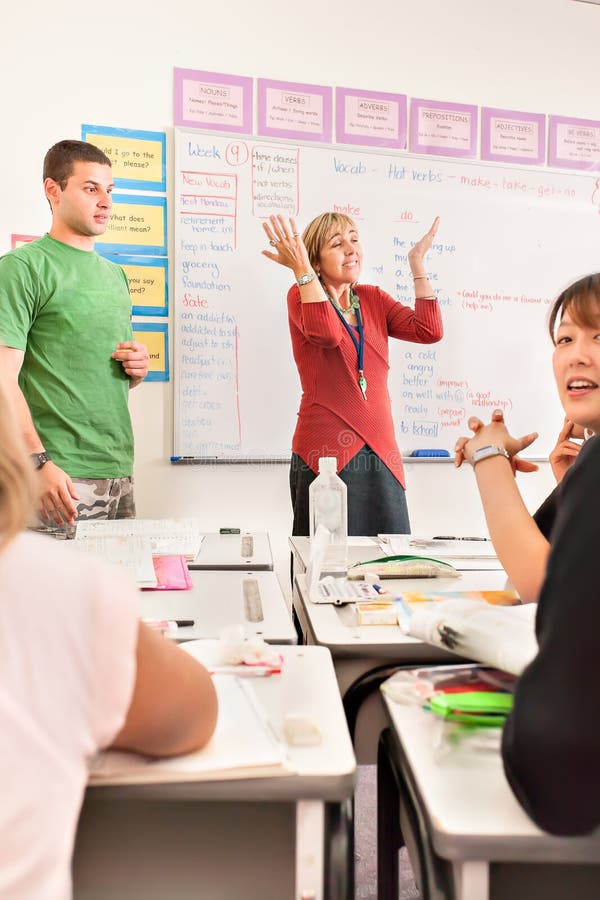 Teacher and Students Having a Conversation with Each Other Stock Photo ...