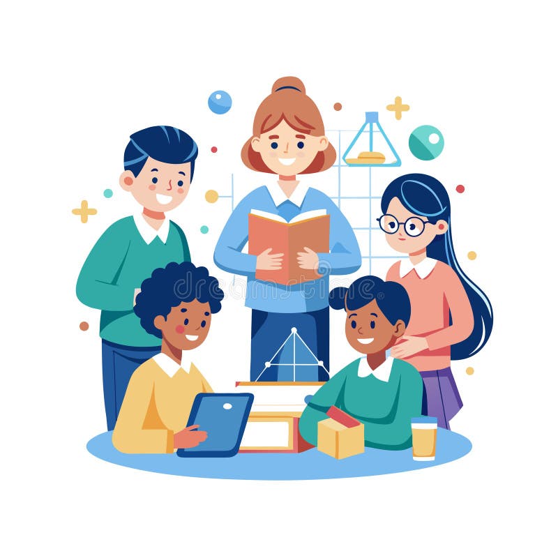 Teacher with Students Learning Science and Technology in Classroom ...