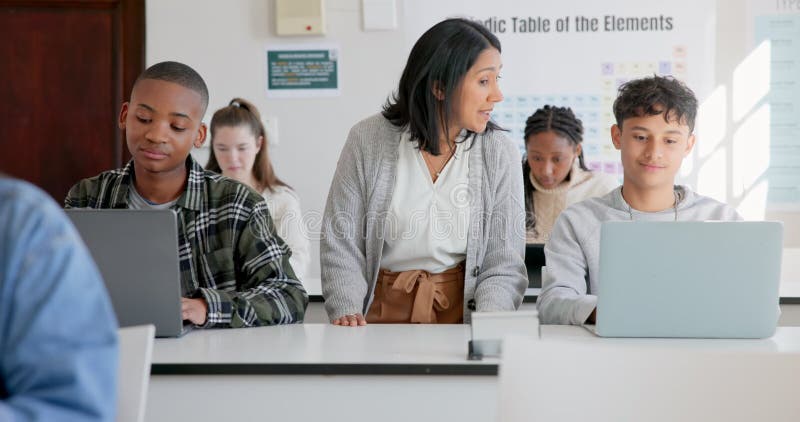 Teacher, Students and Science, Laptop in Class with Learning, Education ...
