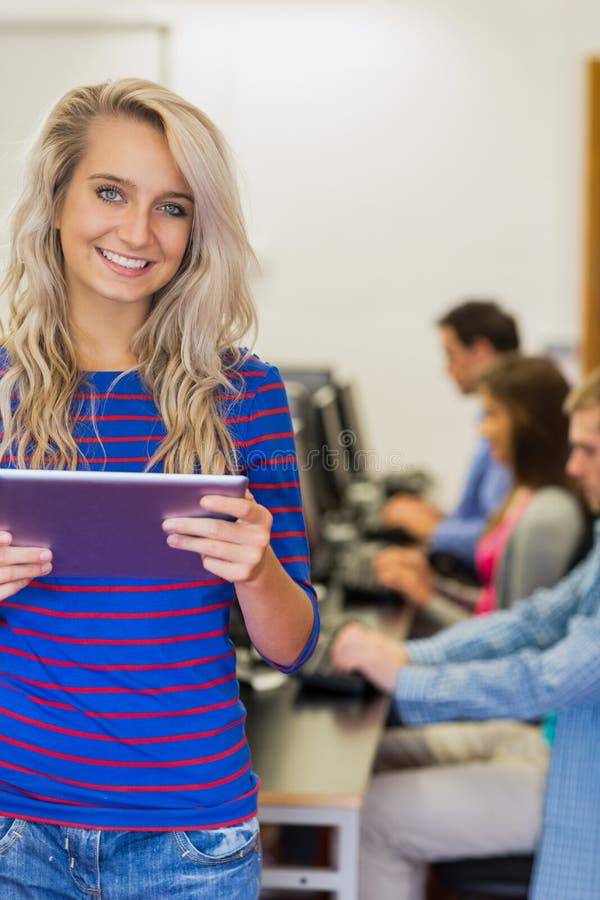 Teacher with Students Using Computers in Computer Room Stock Image ...