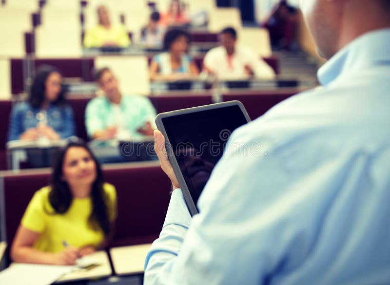 Teacher with Tablet Pc and Students at Lecture Stock Photo - Image of ...