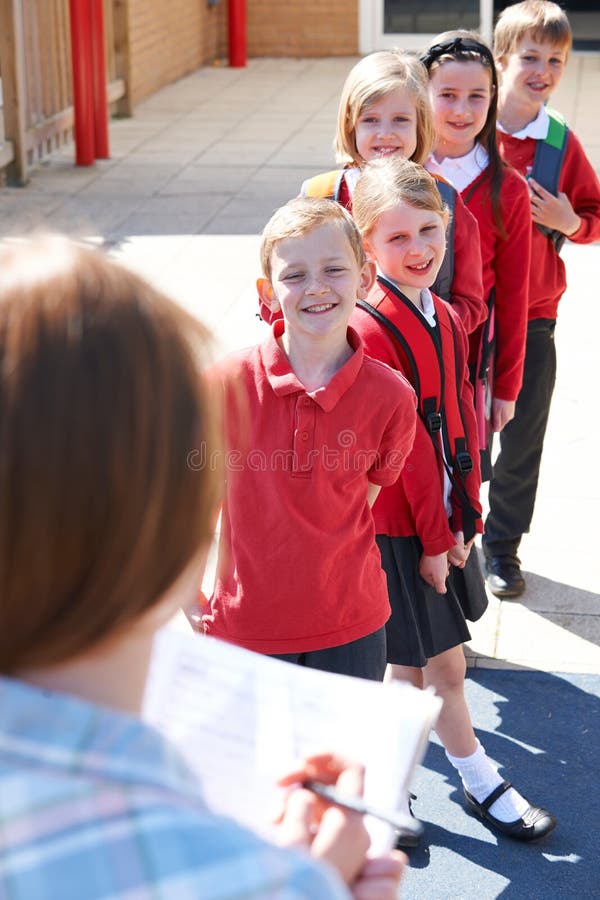 Teacher Taking Exercise Class in School Gym Stock Image - Image of ...