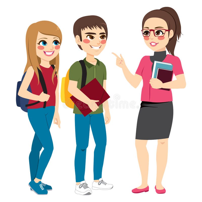Teacher Talking with Students Standing Stock Vector - Illustration of ...