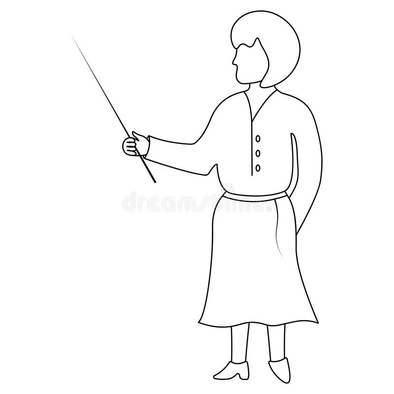 The Teacher Teaches A Lesson At School Sketch The Woman Is Holding A