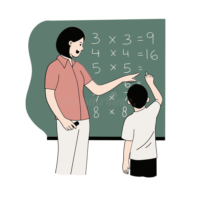Teacher Teaches Mathematics To Student Illustration Stock Vector ...