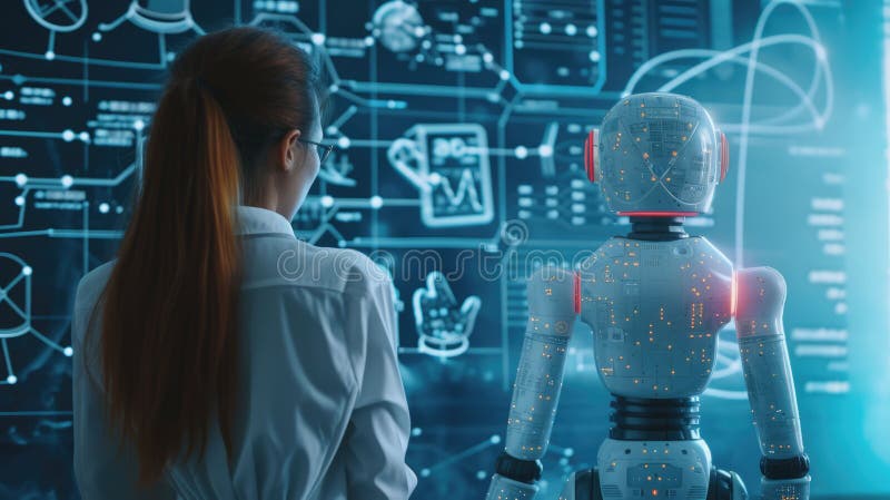 Teacher Teaching AI To Diverse Elementary Student at Digital Classroom ...