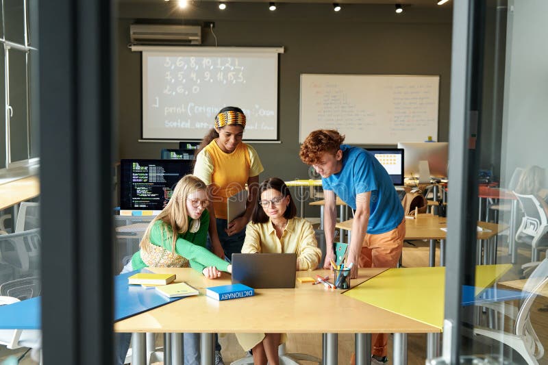 Teacher Teaching Information Technology To Students Stock Photo - Image ...