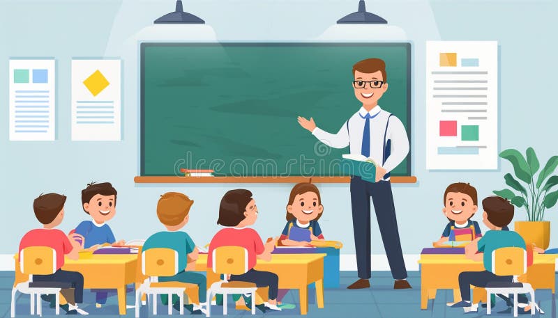 A Teacher Teaching Kids in a Classroom Stock Illustration ... A Teacher Teaching Kids in a Classroom Stock Illustration ...