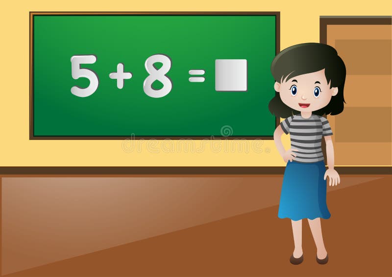 Teacher Teaching Math In Classroom Stock Vector - Illustration of math ...