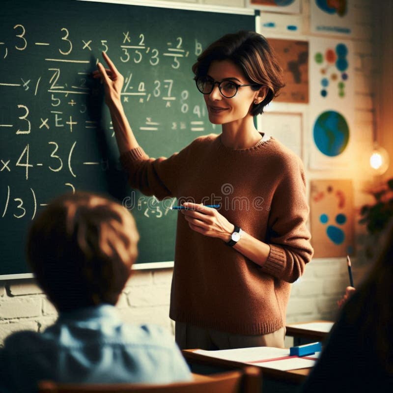 The Teacher is Teaching Mathematics Stock Illustration - Illustration of fashion, conversation ...