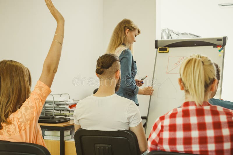 Teacher Teaching Mathematics To College Students Stock Photo - Image of ...