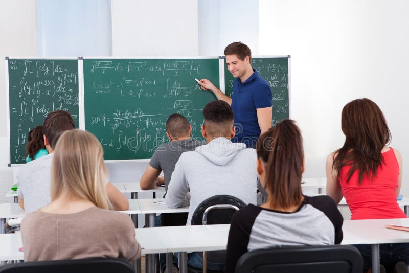 Teacher Teaching Mathematics To College Students Stock Photo - Image of ...