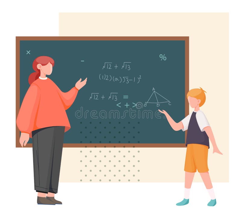 Teacher Teaching Mathematics To Student - Illustration Stock ...