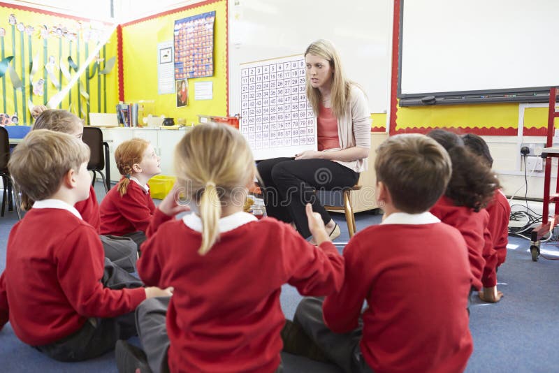 Teacher Teaching Maths To Elementary School Pupils Stock Photo - Image ...