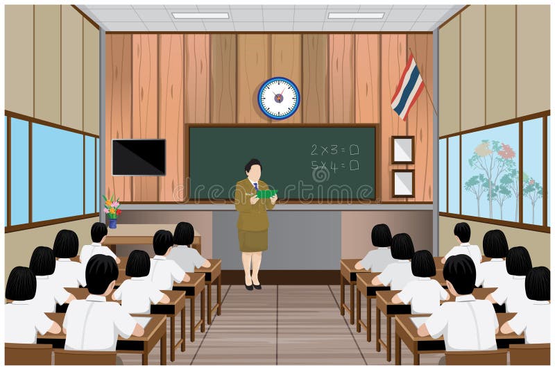 The Teacher is Teaching Students in the Classroom Vector Design Stock ...