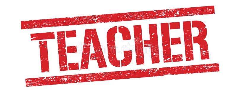 TEACHER Text on Red Vintage Lines Stamp Stock Illustration ...