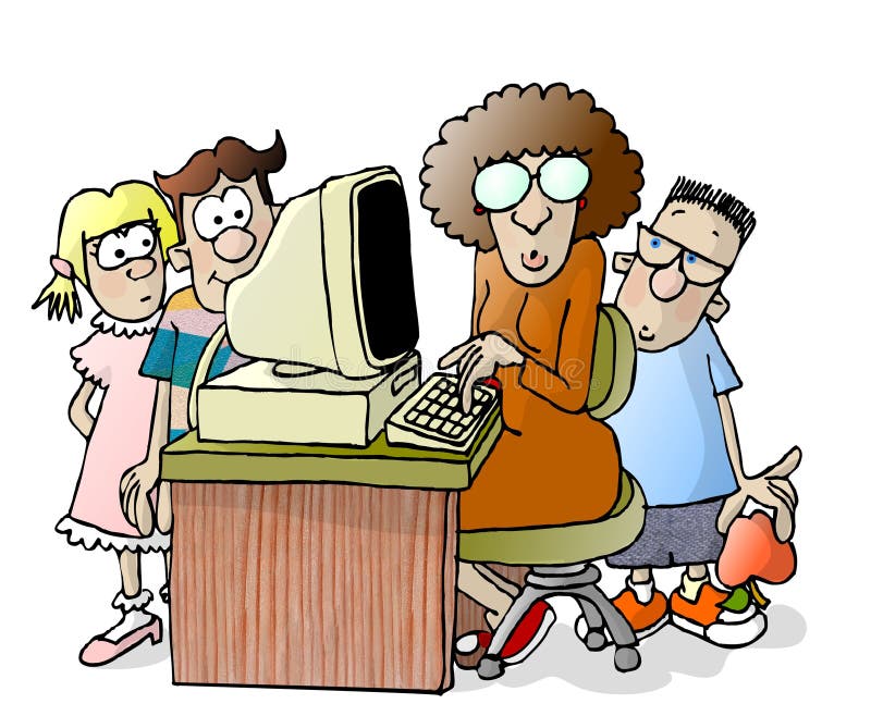 Teacher and two students stock illustration. Illustration of occupation ...