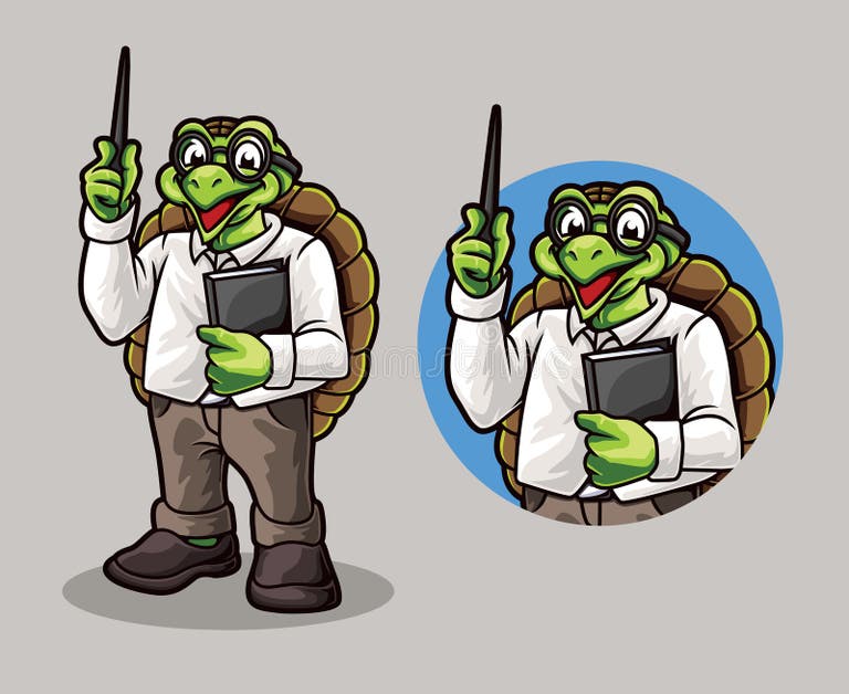 Teacher Turtle Mascot Design Stock Vector - Illustration of wisdom ...