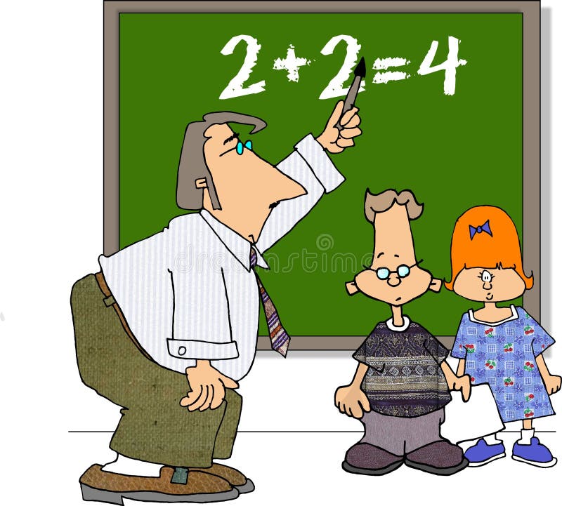 Teacher and two students stock illustration. Illustration of blackboard ... Teacher and two students stock illustration. Illustration of blackboard ...