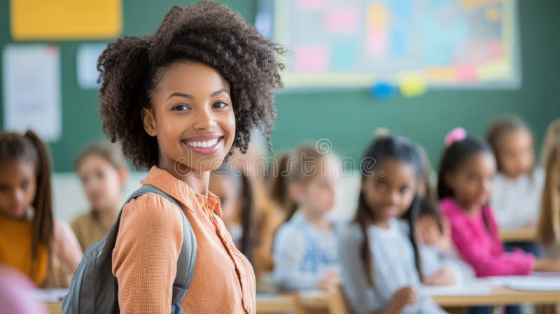 Teacher Using a Projector To Present Educational Content To Students ...
