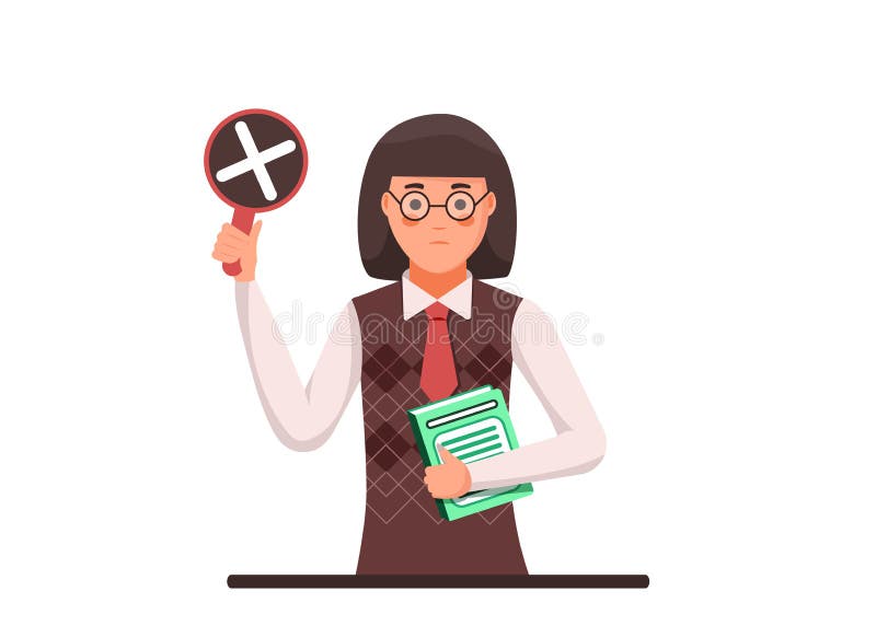 Teacher Woman with Negative Grade or Vote. Stock Vector - Illustration ...