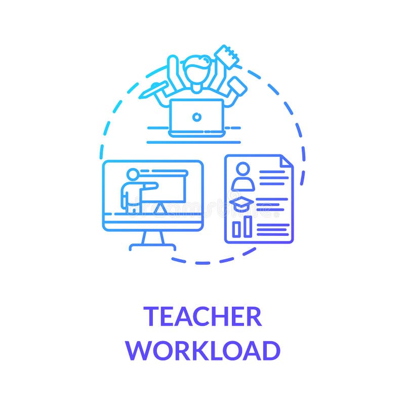 Teacher Workload Concept Icon Stock Vector - Illustration of learning ...