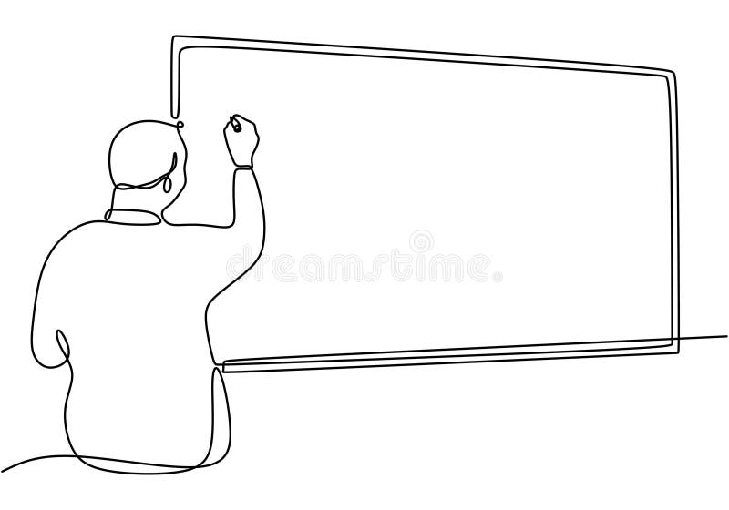 Teacher Writing on a Chalkboard with Students Sitting at Desks ...