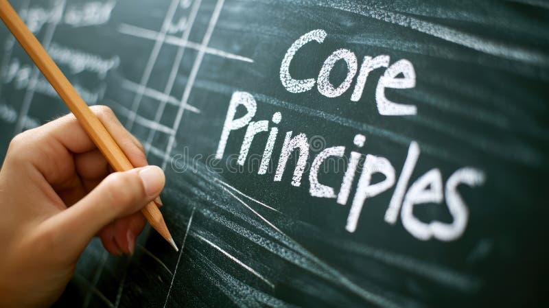 A Teacher Writing "Core Principles" on a Chalkboard Stock Illustration ...