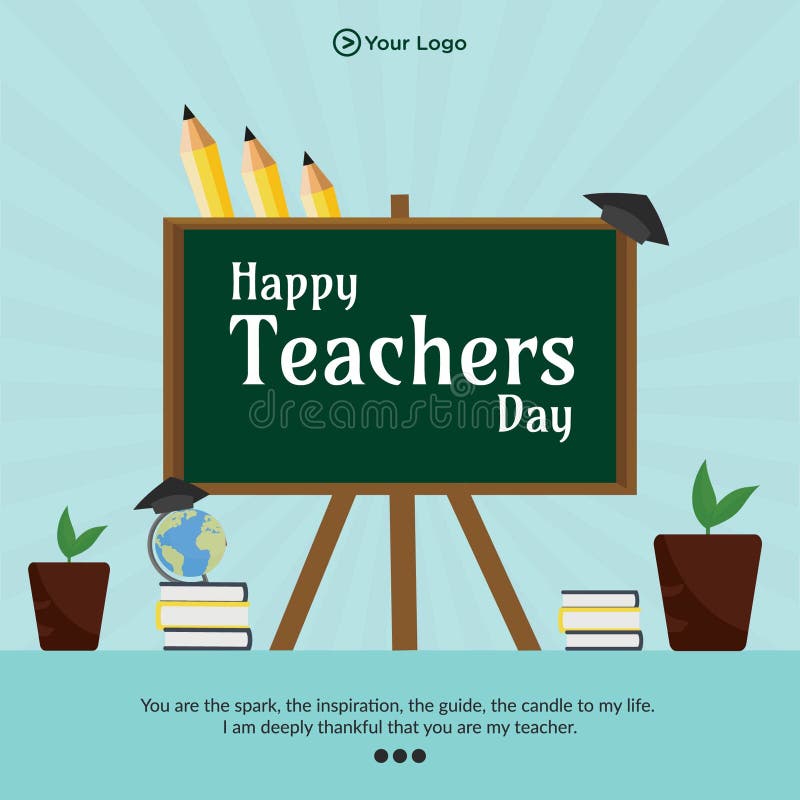 Happy Teachers Day Banner Design Stock Vector - Illustration of joyful ...