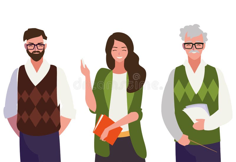 Teachers Group Avatars Characters Stock Illustration - Illustration of ...