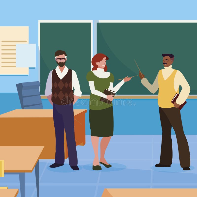 Teachers Group in the Classroom Characters Stock Illustration ...