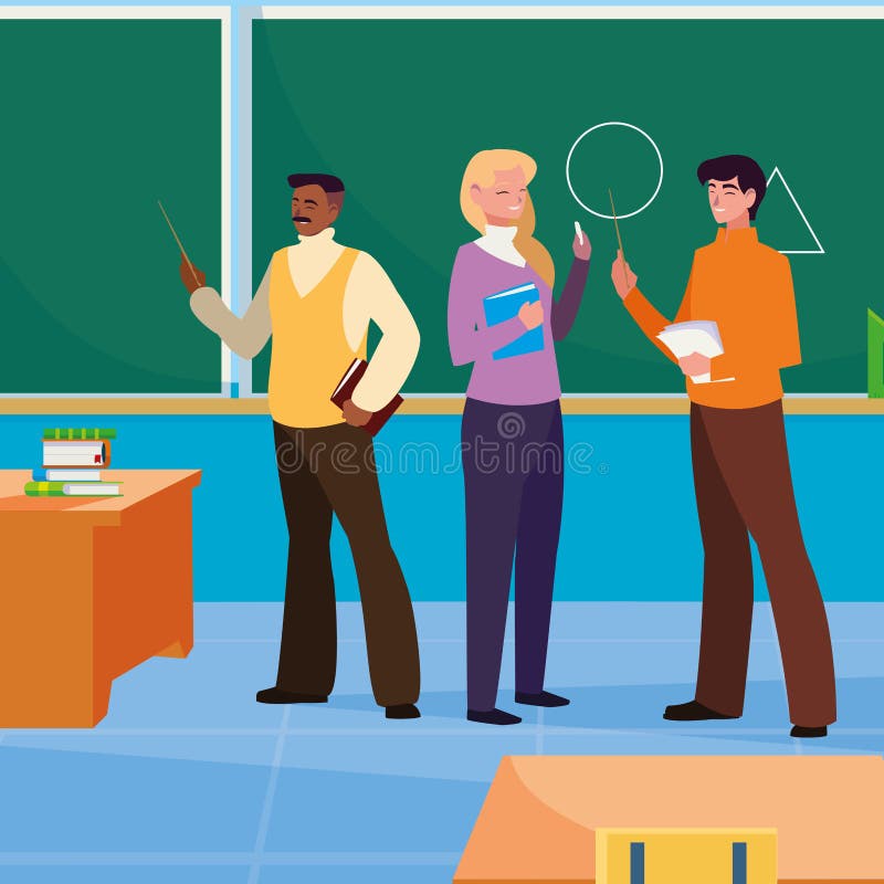 Teachers Group in the Classroom Characters Stock Illustration ...