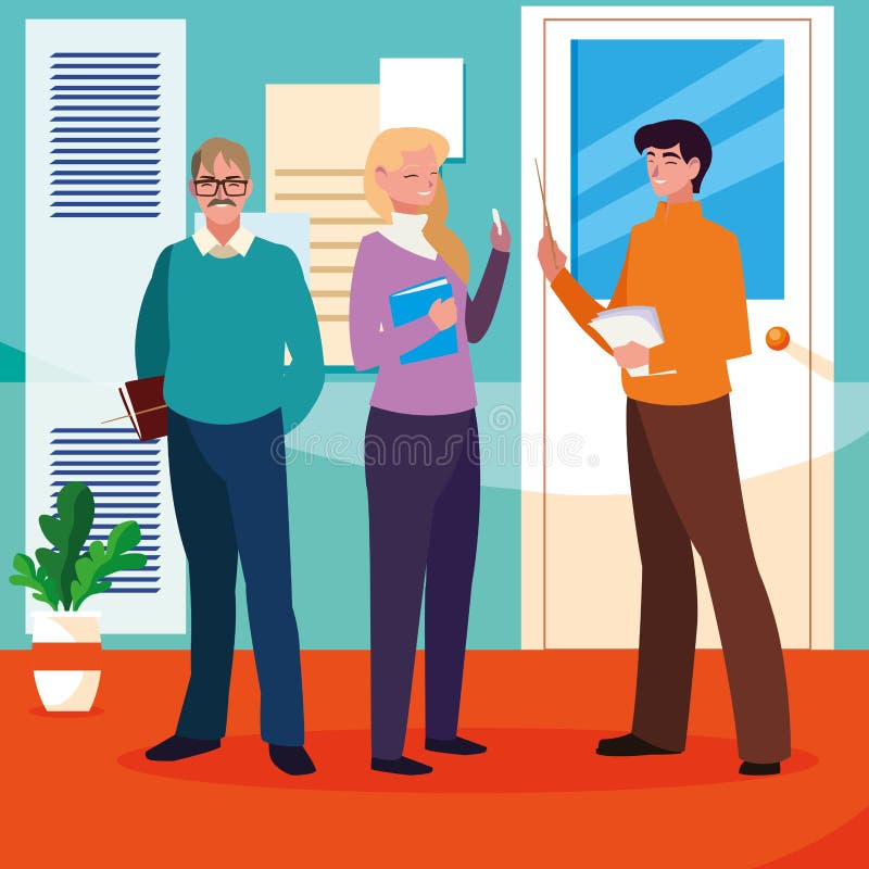 Teachers Group in the School Corridor Stock Illustration - Illustration ...