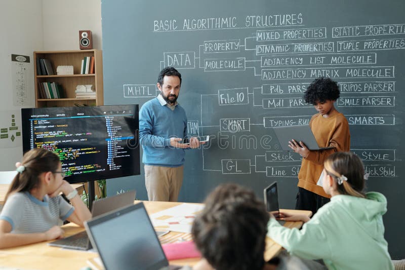 Teaching Algorithmic Structures In Classroom Setting Stock Image Image Of Hispanic Knowledge