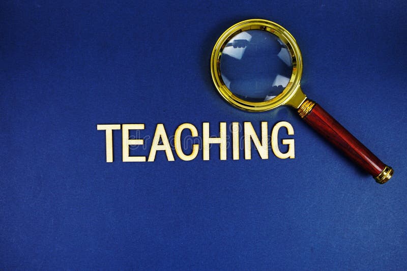 Teaching Alphabet Letters Magnifying Glass Navy Blue Background Stock ...