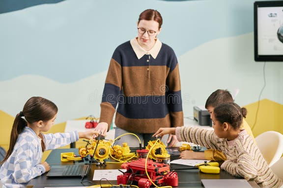 Teaching Children Robotics in Classroom Setting Stock Image - Image of robotics, education ...