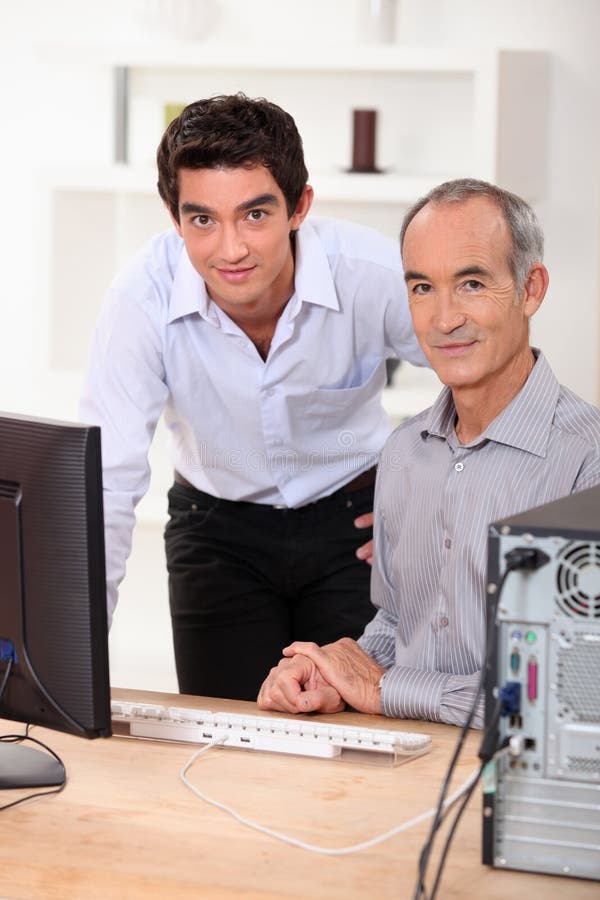 Teaching Computing To Senior Stock Image - Image of male, experience ...