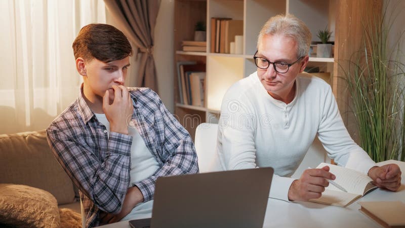 Teaching Father Home Study Family Leisure Student Stock Image - Image ...