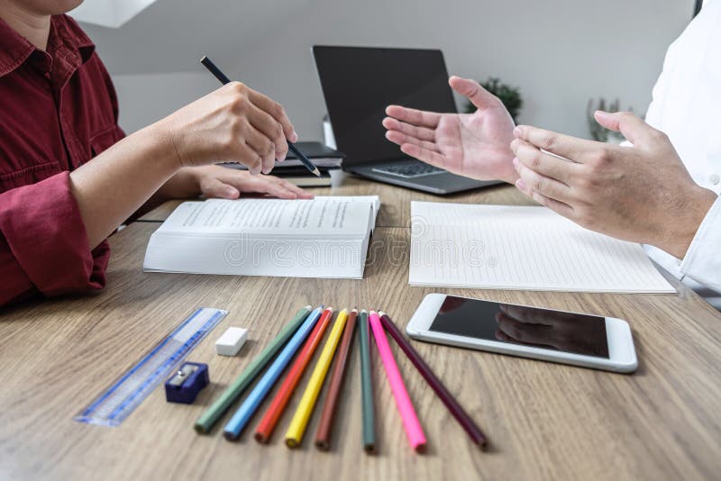 Teaching Helping and Study Course, Team of Young Teacher or Tutor Helps ...