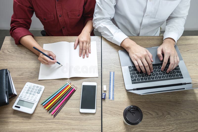 Teaching Helping and Study Course, Team of Young Teacher or Tutor Helps ...