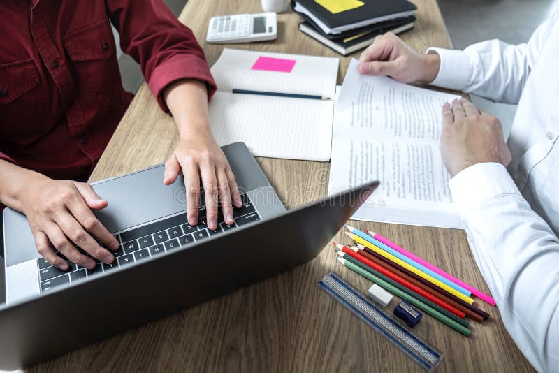 Teaching Helping and Study Course, Team of Young Teacher or Tutor Helps ...