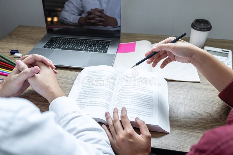 Teaching Helping and Study Course, Team of Young Teacher or Tutor Helps ...