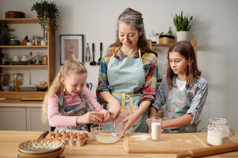 Teaching Kids Baking in Cozy Kitchen Environment Stock Image - Image of ...