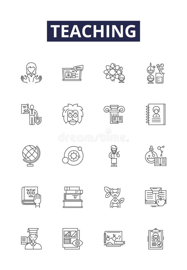 Teaching Line Vector Icons and Signs. Educating, Mentoring, Coaching ...
