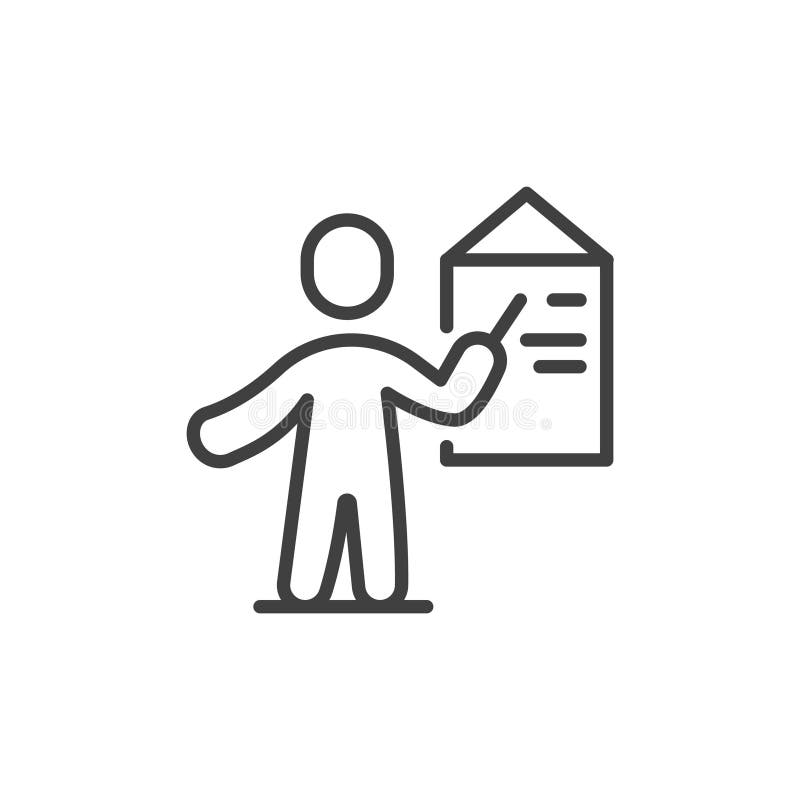 Training Line Icon, Outline Vector Sign, Linear Style Pictogram ...