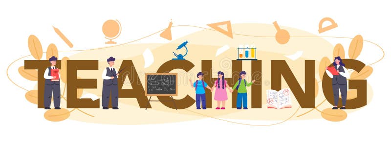 Teaching Typographic Header. Profesor Standing in Front of the Stock ...