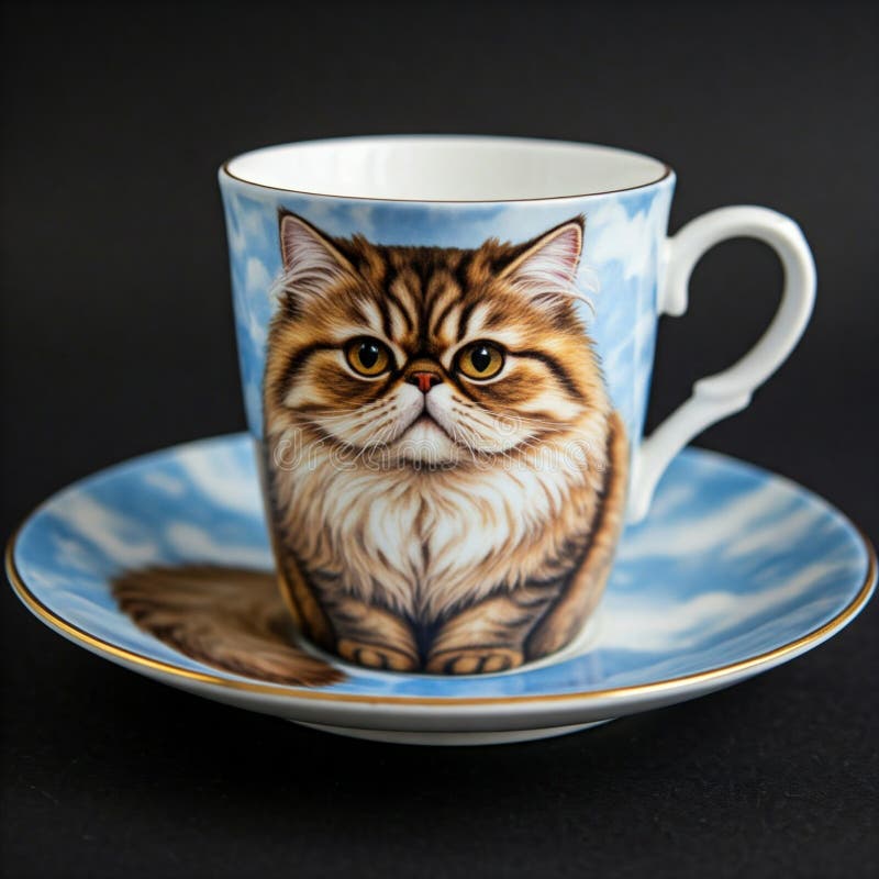 Teacup with cat stock image. Image of amazing, pets - 351833763